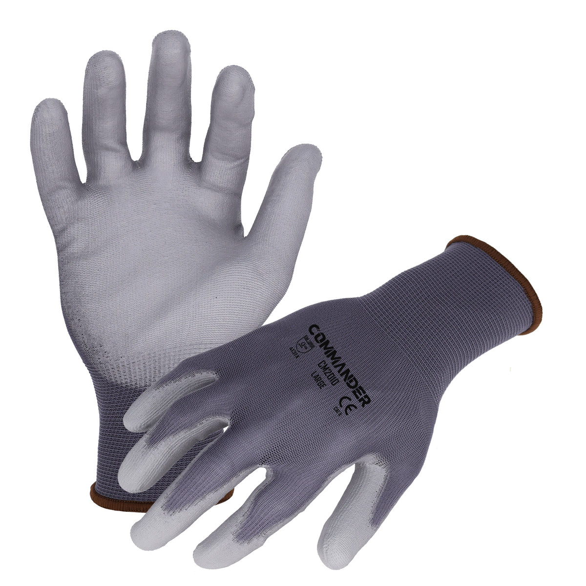 13-Gauge Seamless Gray Nylon Work Gloves with a Polyurethane Palm Coat ...