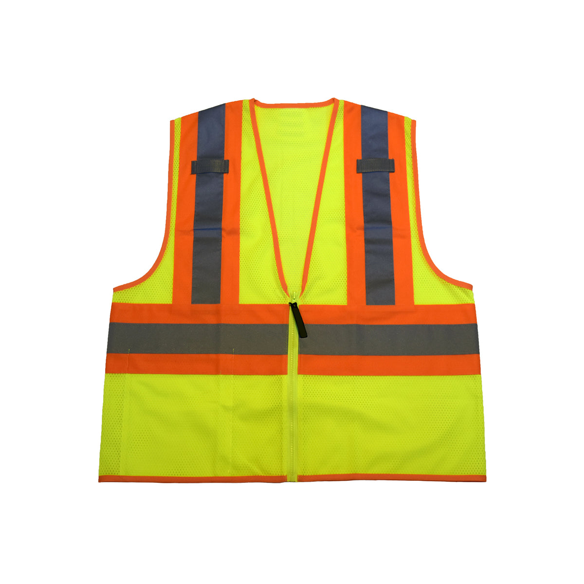 Hi-Vis, ANSI Type R, Class 2, Two-Tone Mesh Vest, Full Zip, Internal P ...